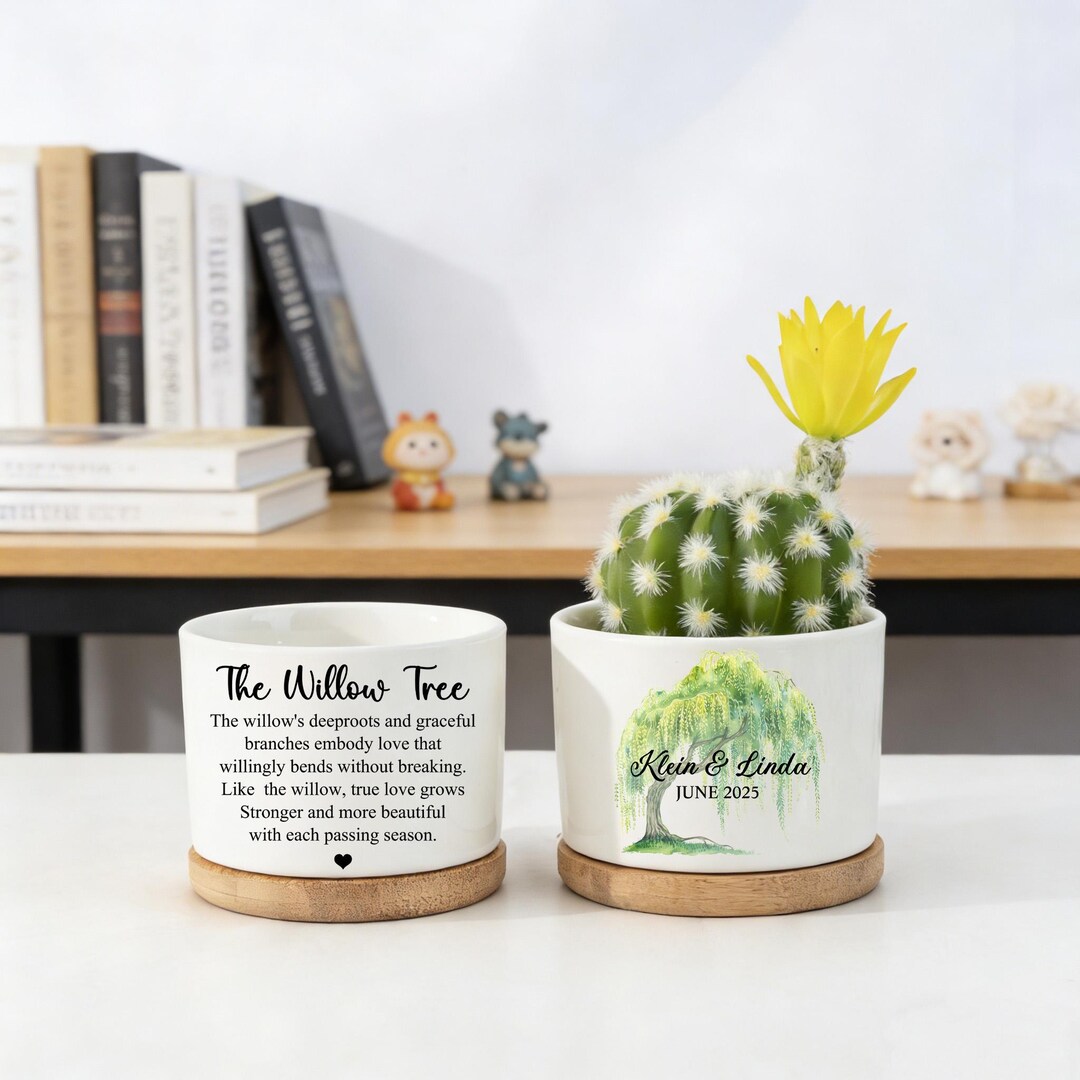 Personalized Anniversary Willow Tree Plan Pot, Custom Couple Name Gift ...