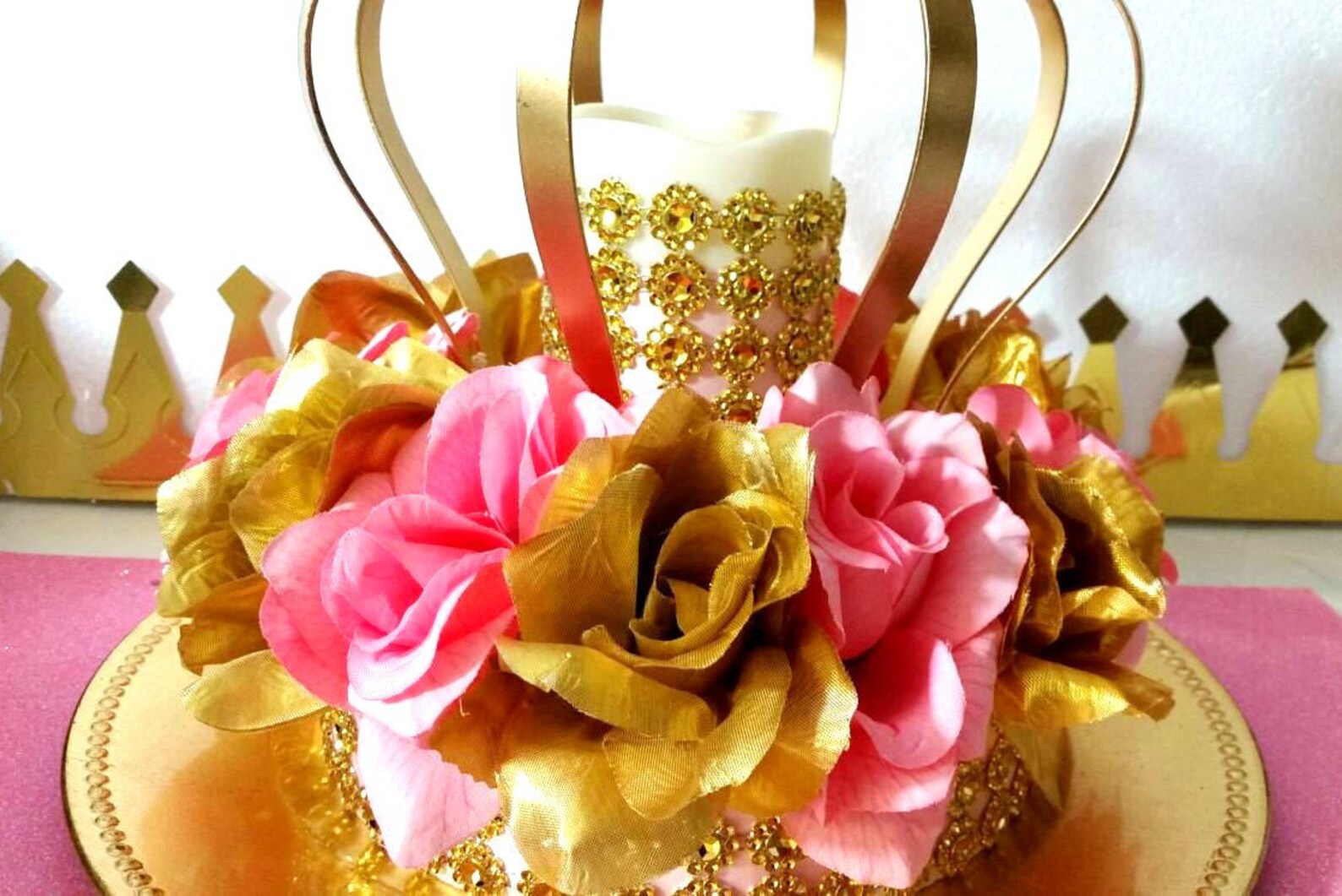 Crown Royal Princess Baby Shower Centerpiece / Girls Pink and Gold Baby ...