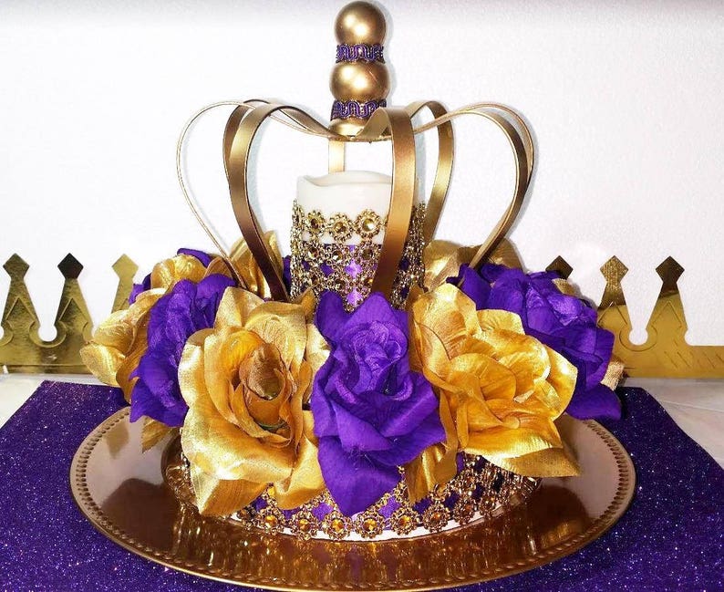 Purple and Gold Baby Shower CROWN Centerpiece / Royal Purple - Etsy
