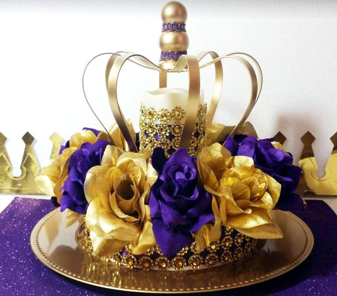 Purple and Gold Baby Shower CROWN Centerpiece / Royal Purple and Gold ...