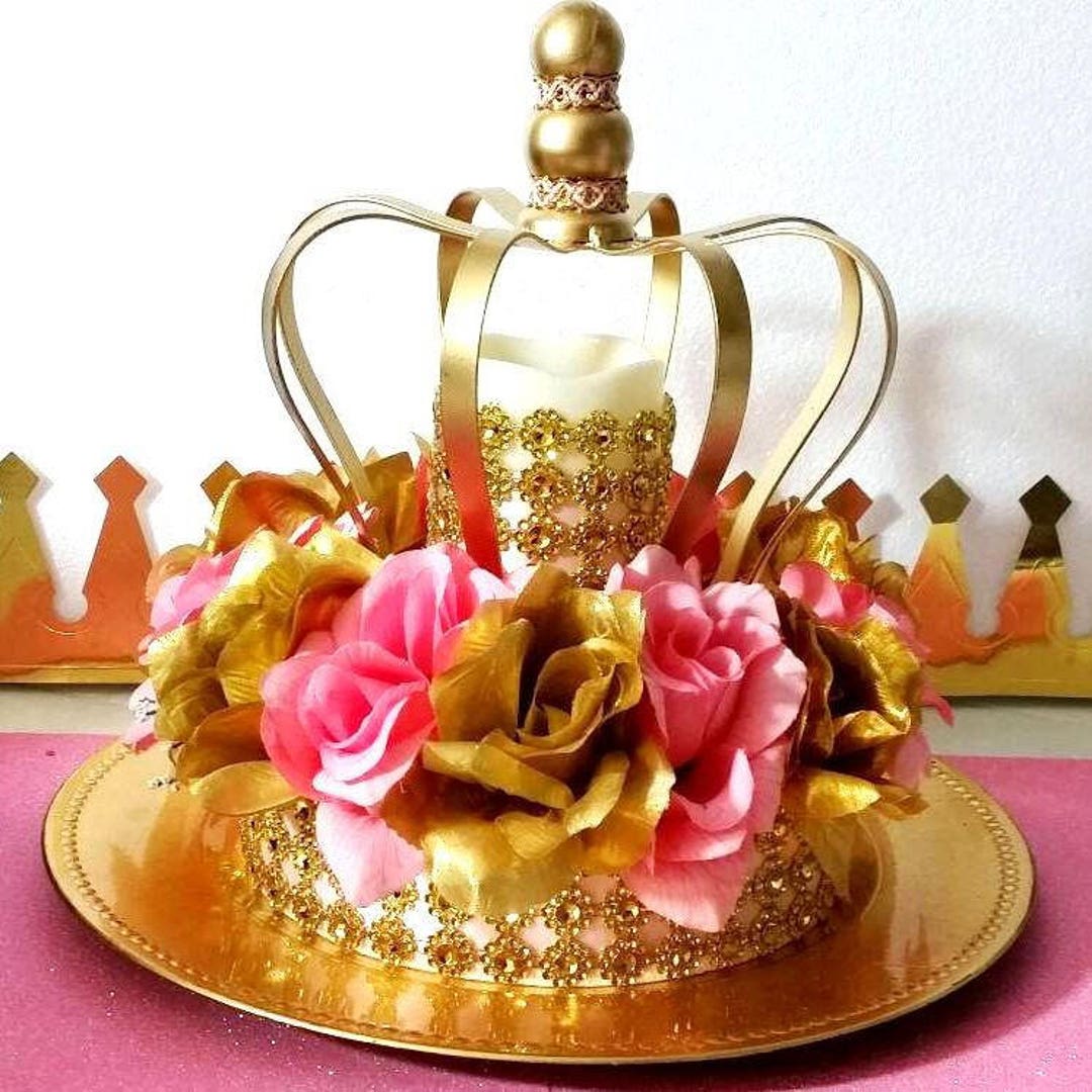 Crown Royal Princess Baby Shower Centerpiece / Girls Pink and Gold Baby ...