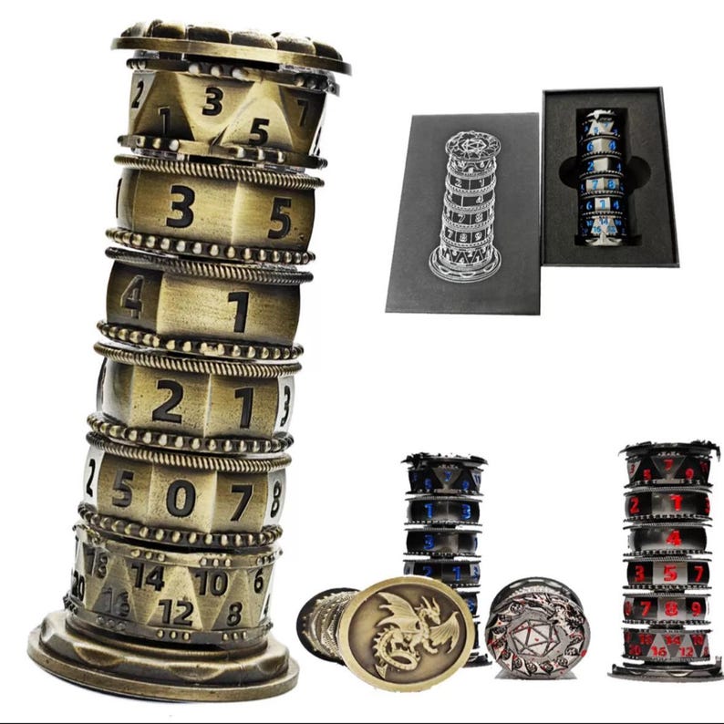 Metal Dnd 6-in-1 Revolver Dice Tower | Weighted Metal Dice Roller ...