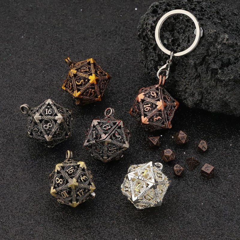 Dnd Keyring With Dice - Etsy