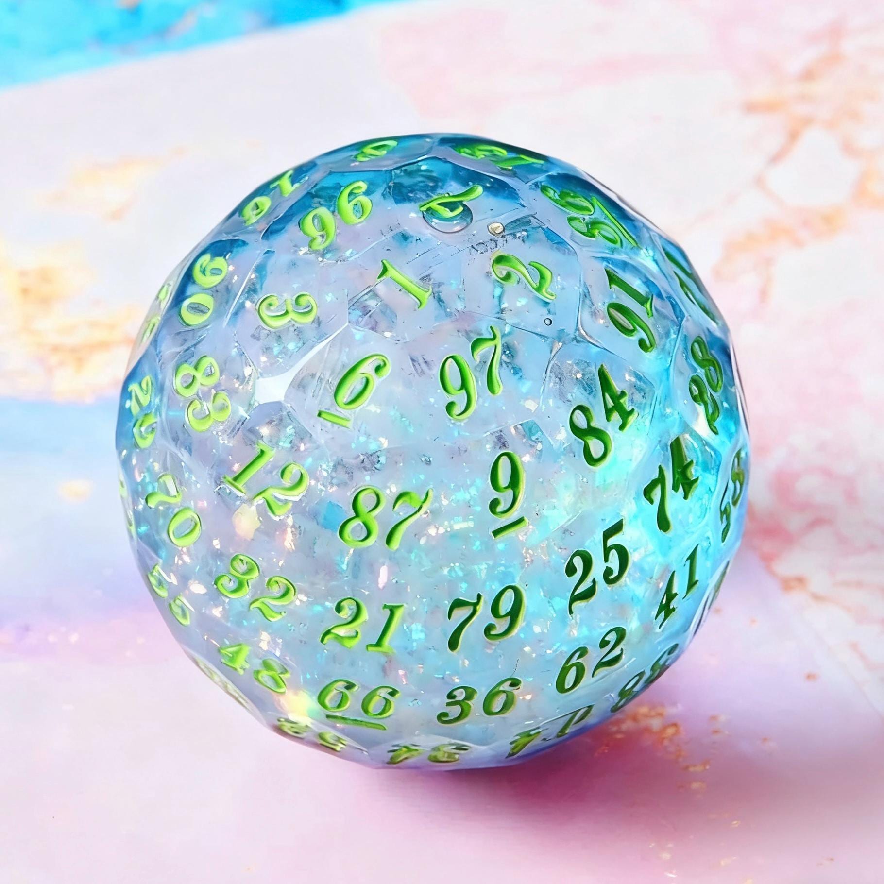 Glitter Liquid Core D100 Dice Ball: One Hundred Sided Giant Die for DND ...
