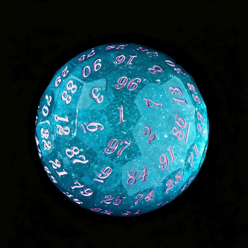 Glitter Liquid Core D100 Dice Ball: One Hundred Sided Giant Die for DND ...