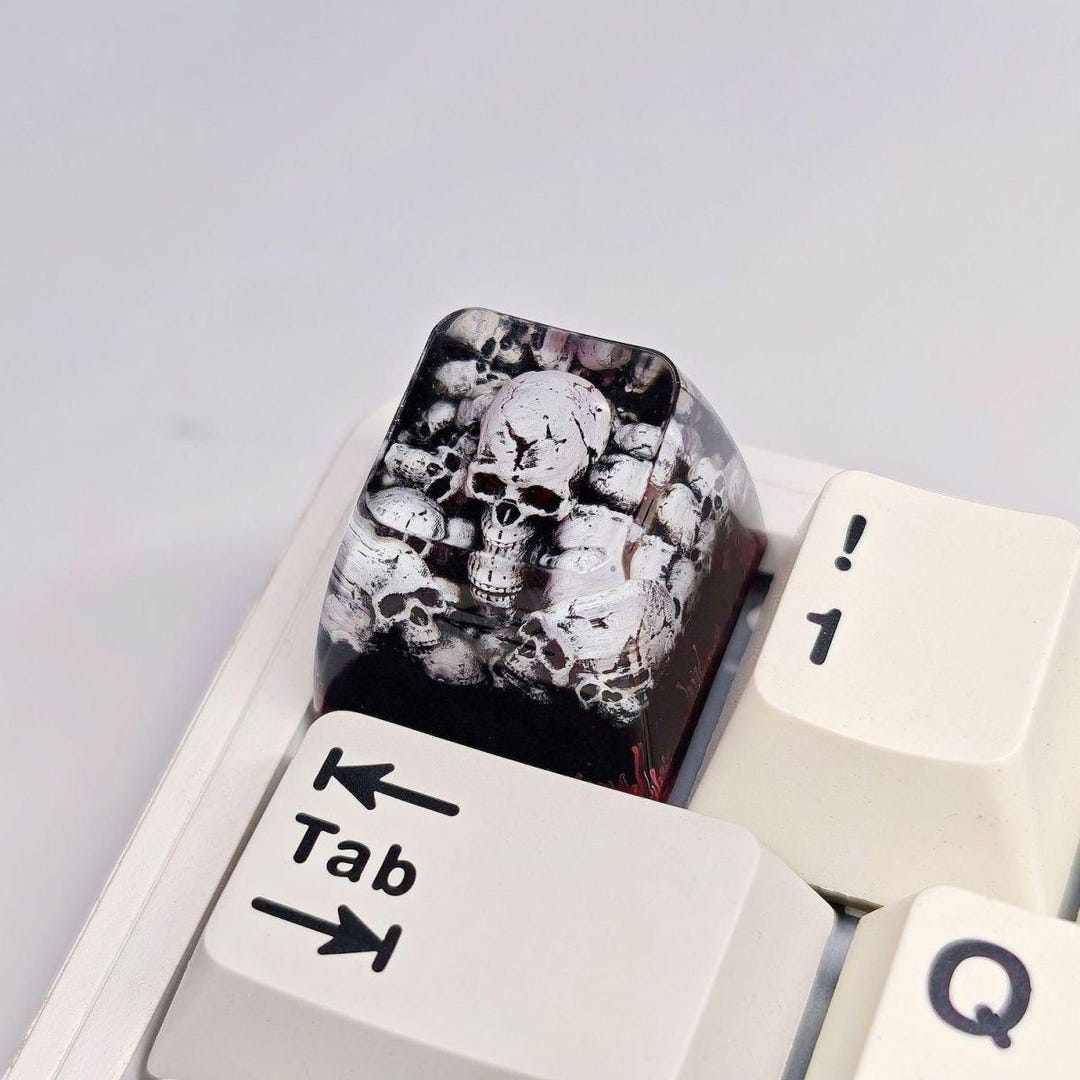 Gothic Skull Pile Artisan Keyboard Cap: Custom Resin Keycap, Horror ...