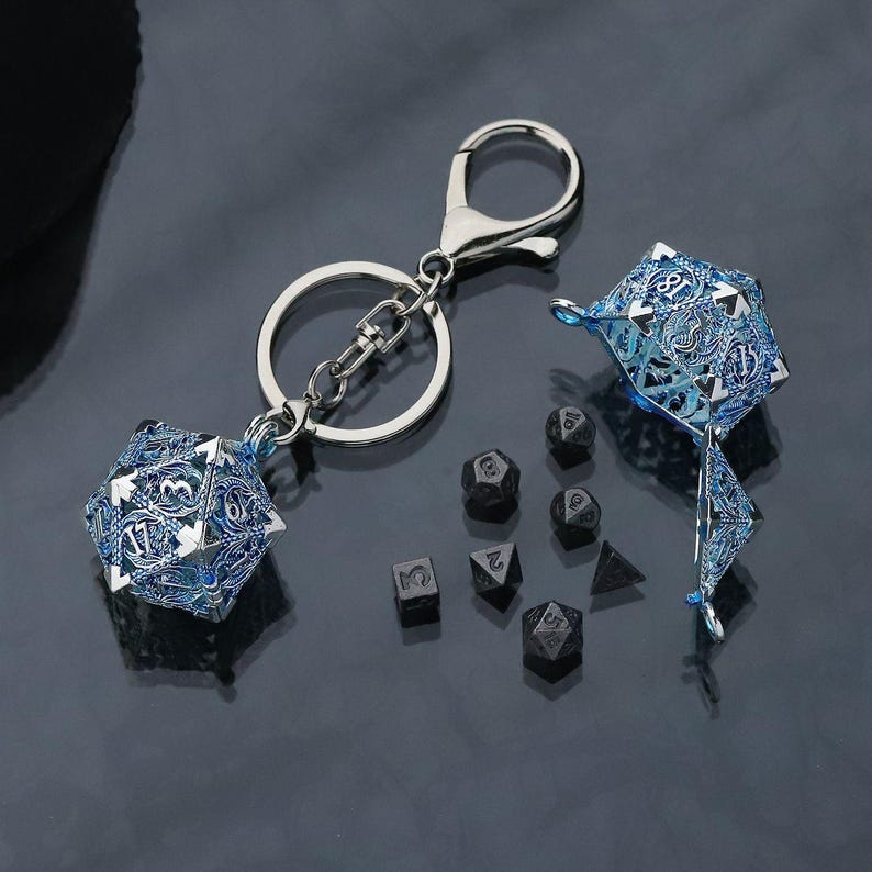 Metal Dice Keychain: 7-piece Polyhedral RPG Set - Etsy