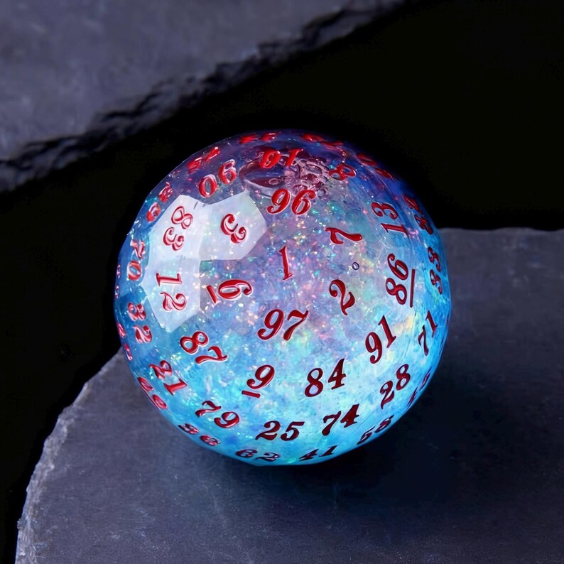 Glitter Liquid Core D100 Dice Ball: One Hundred Sided Giant Die for DND ...