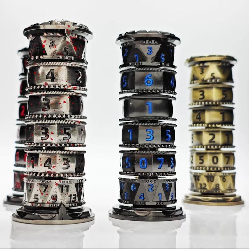 Metal Dnd 6-in-1 Revolver Dice Tower | Weighted Metal Dice Roller ...