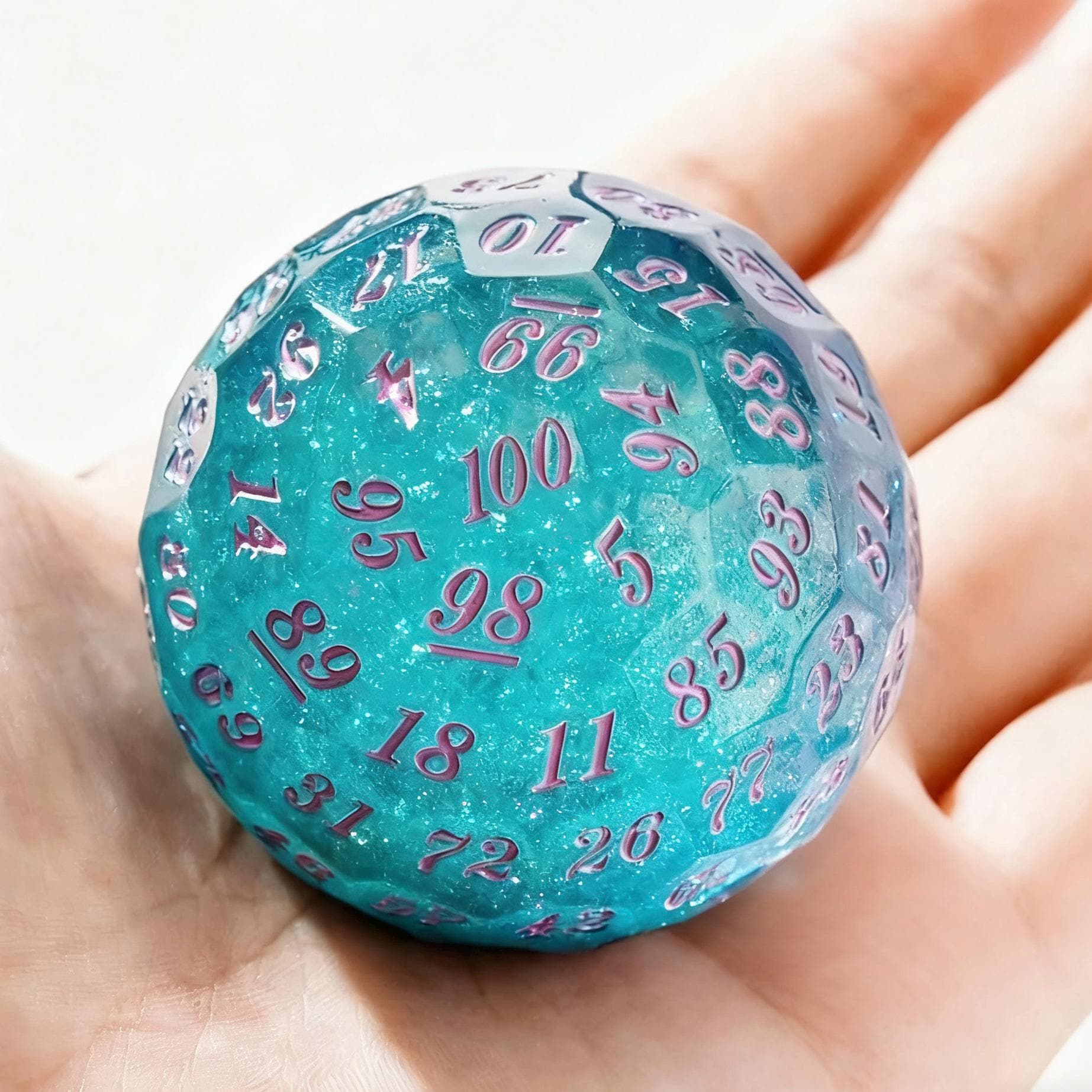 Glitter Liquid Core D100 Dice Ball: One Hundred Sided Giant Die for DND ...