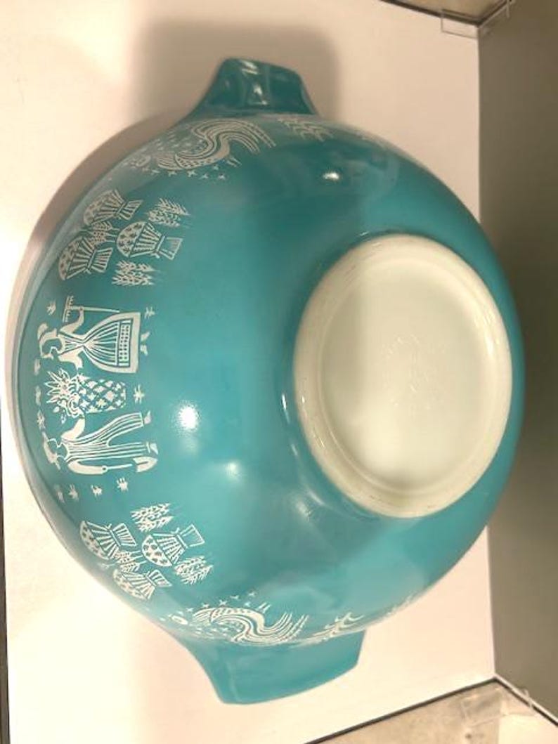 Vintage Pyrex Cinderella Bowl: Amish Butterprint Turquoise 4 Qt - Etsy