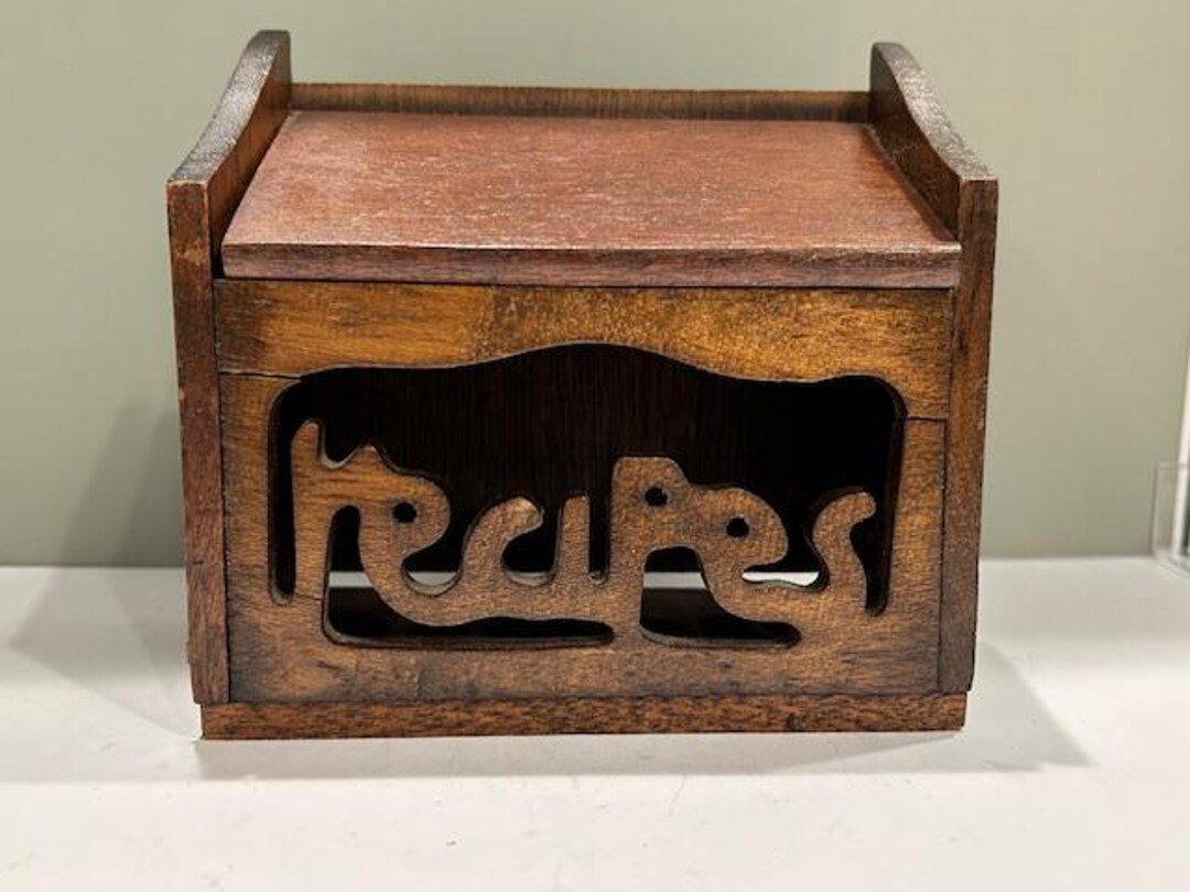 Vintage Sears Roebuck Wooden Recipe Box – 6" Tall Wood Organizer ...