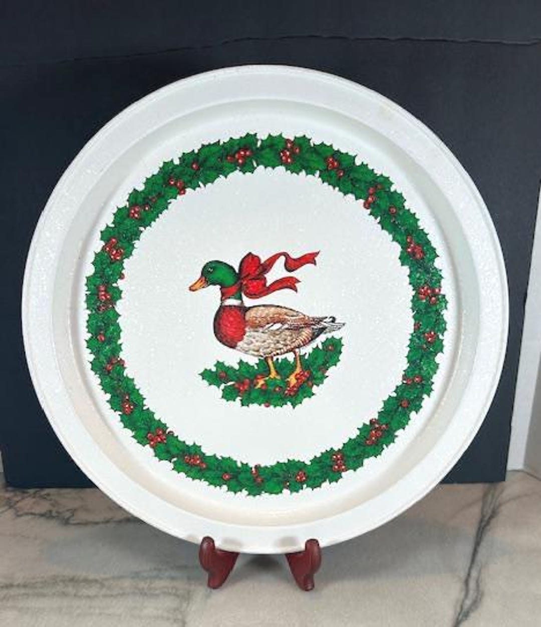 Vintage Metal Christmas Mallard Duck Tray- Potpourri Press - Etsy
