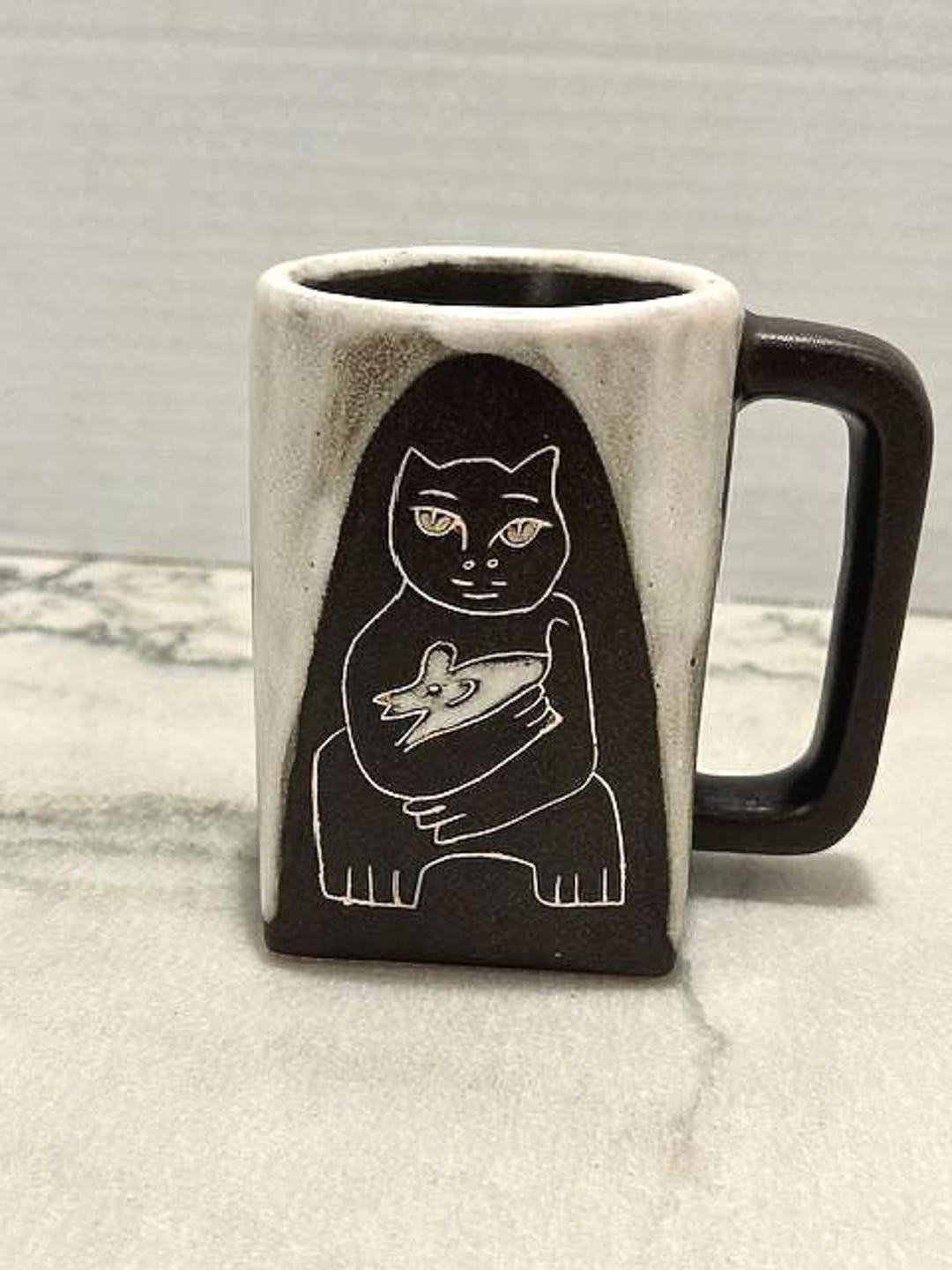 Signed Mara Stoneware Mug "playful Cats." Made in Mexico - Etsy