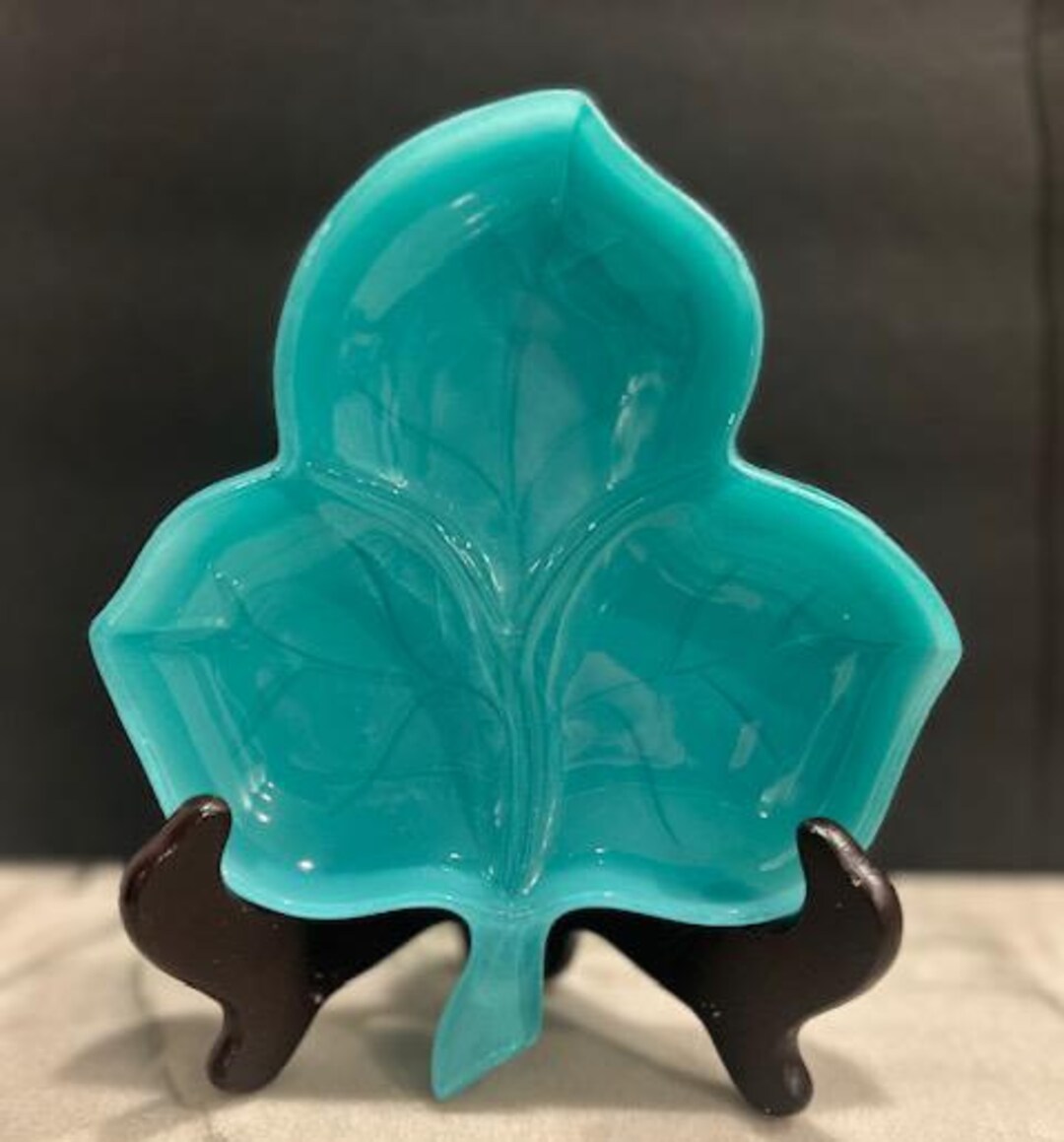 Hazel Atlas Mid Century Modern Turquoise Glass Ivy Leaf Dish 1950s. - Etsy