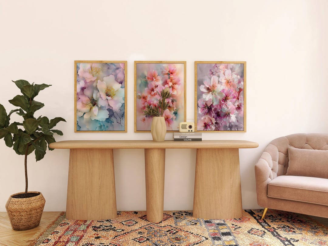 Watercolor Flower Bundle - 3in1 Bundle Blue, Pink & Purple Floral ...