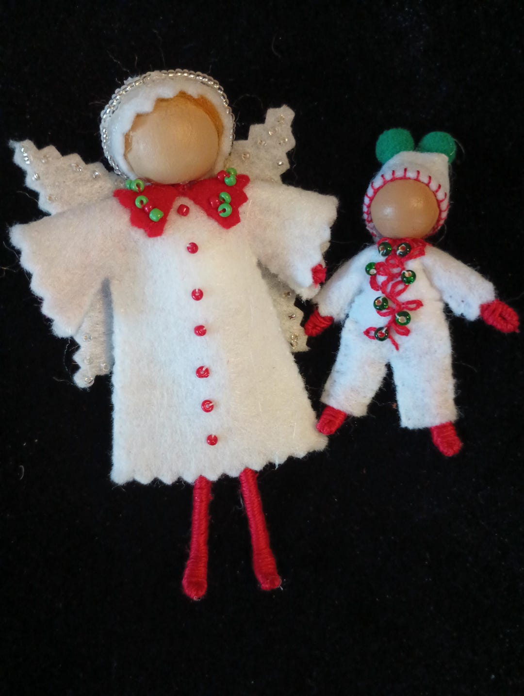 Handmade Felt Figures Angel and Sweet Christmas Baby - Wee Jolly Dolls ...