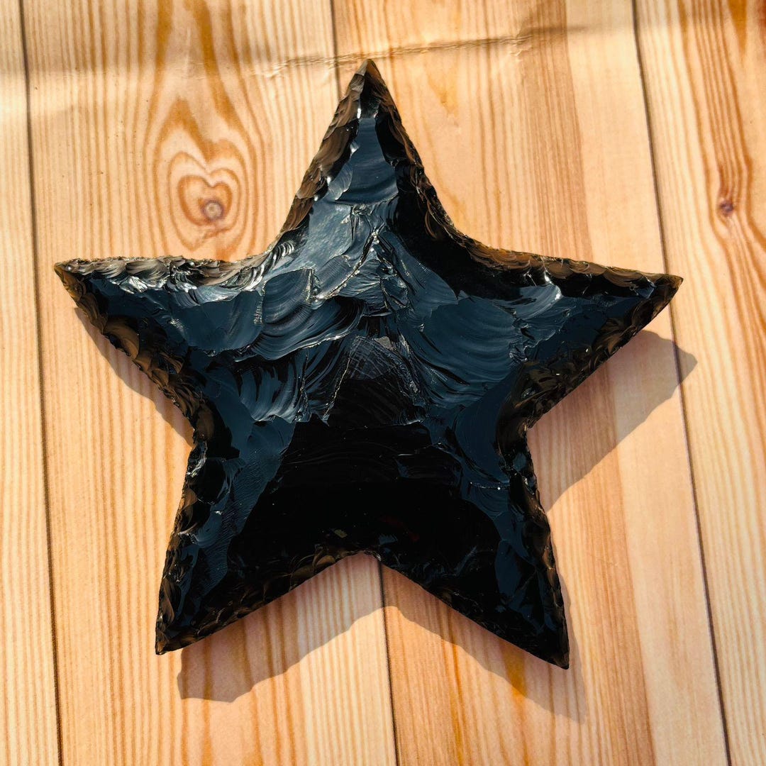 90mm Obsidian Star | Black Obsidian Crystal Carving | Protection ...
