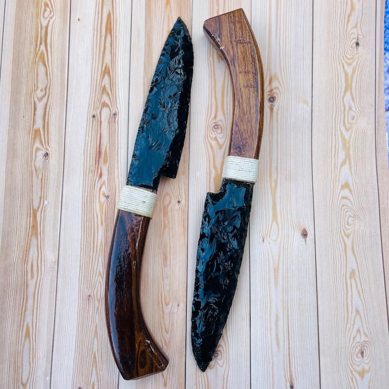 10 Inch Obsidian Knife With Handle | Handmade Blade | Healing Stone ...