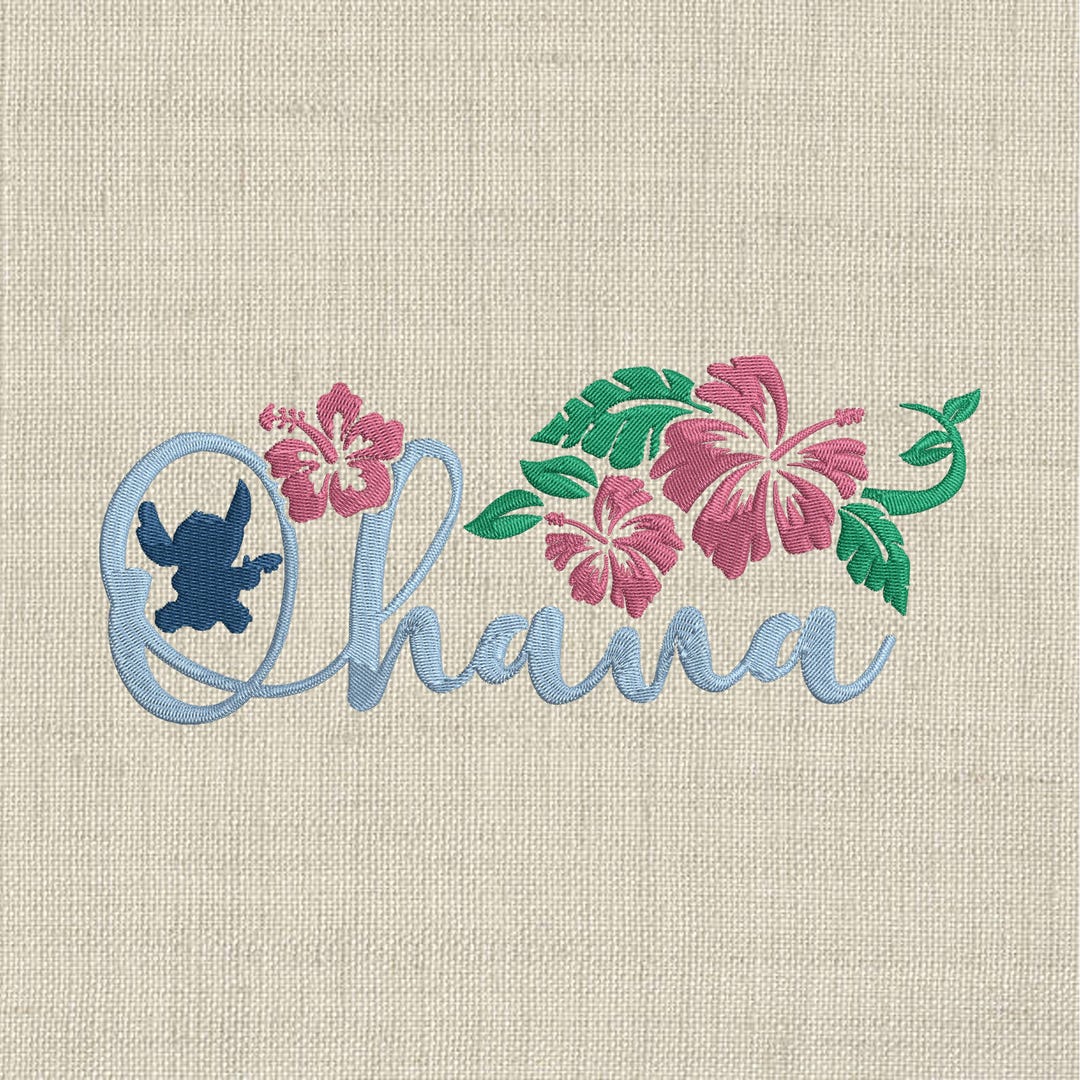 Cute Stitch With Ohana Text, Digital Download, Machine Embroidery File ...