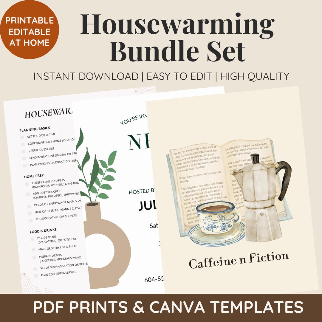 Printable Housewarming Invitation Editable Party Checklist Wall Art ...