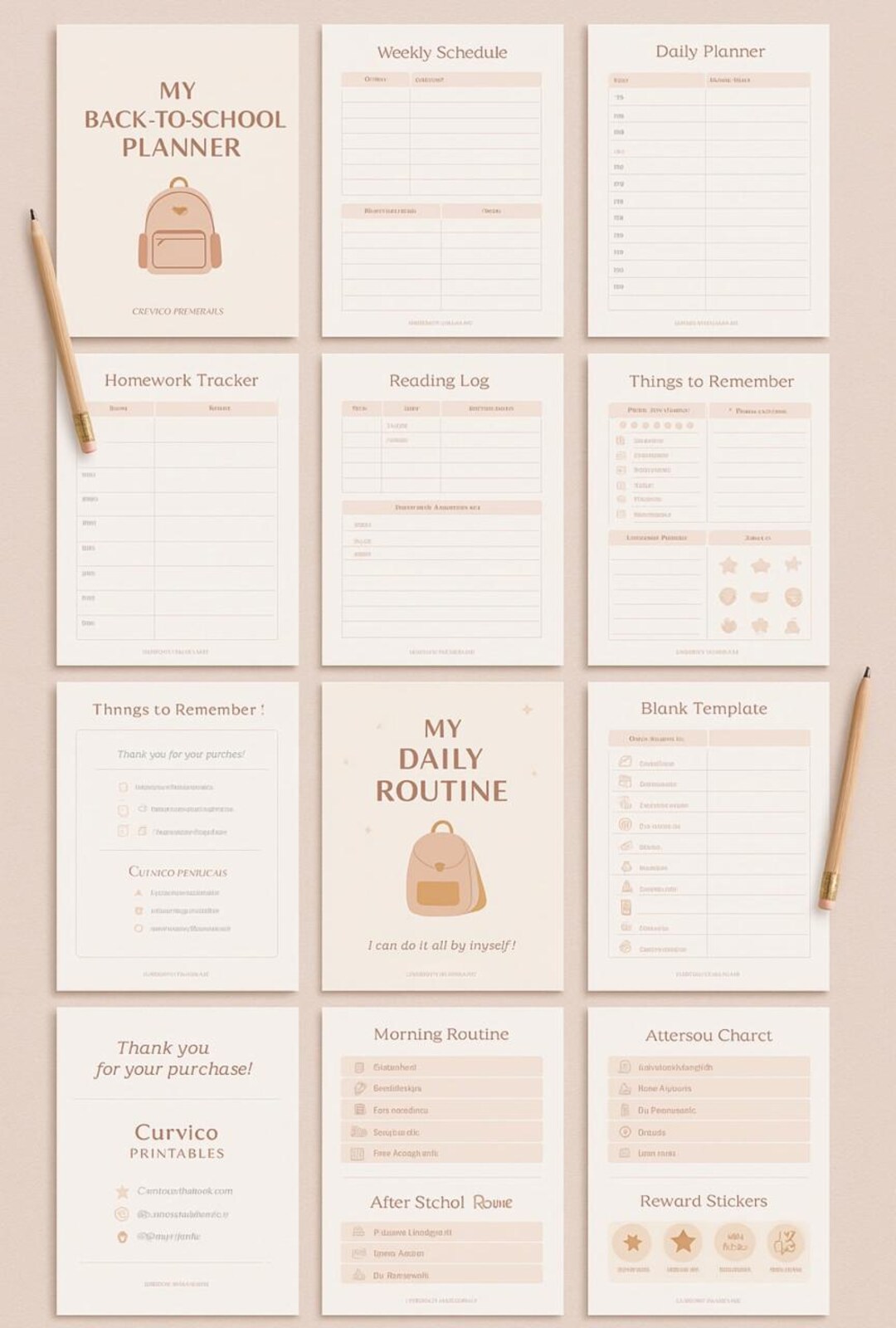 Back-to-school Printable Planner & Kids Routine Chart | Curvico 2025 ...