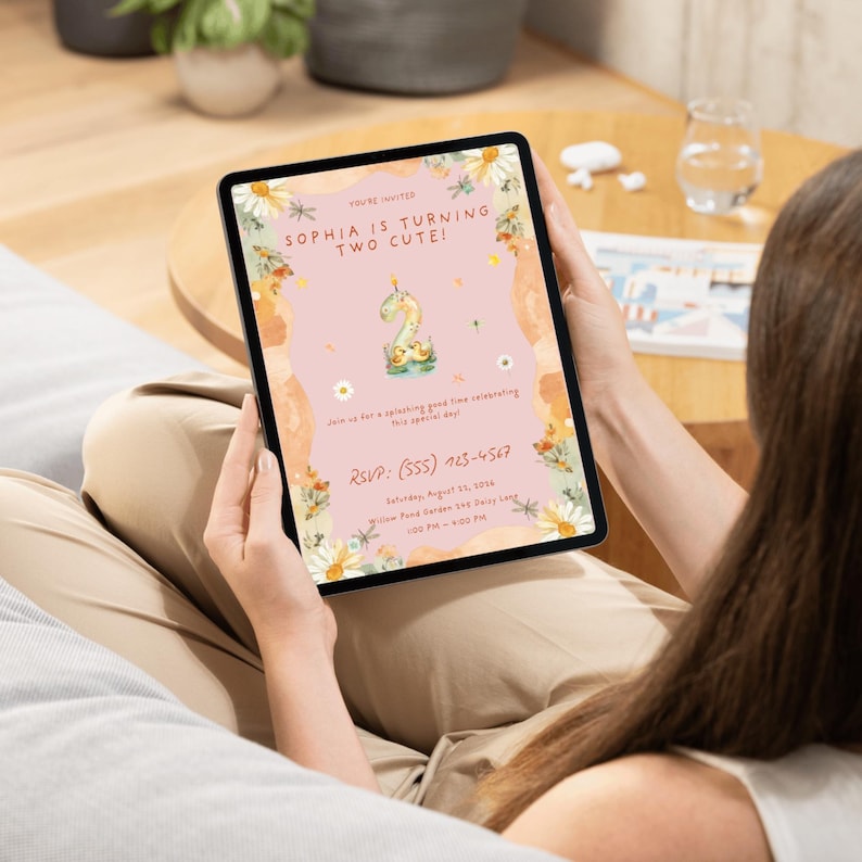 Two Cute Birthday Invitation Template | Baby Duck 2nd Birthday Invite ...