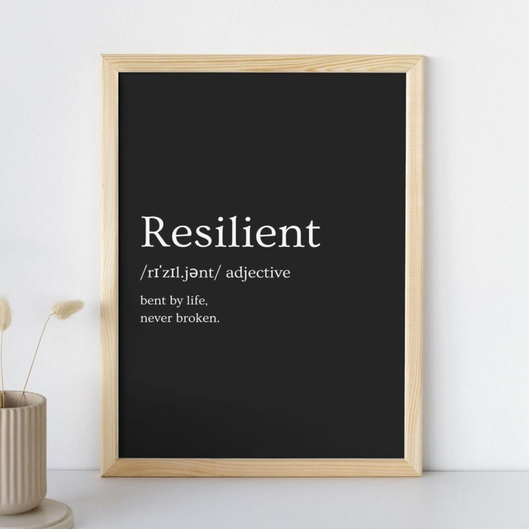 Resilient Definition Print, Motivational Quote Wall Art, Minimalist ...