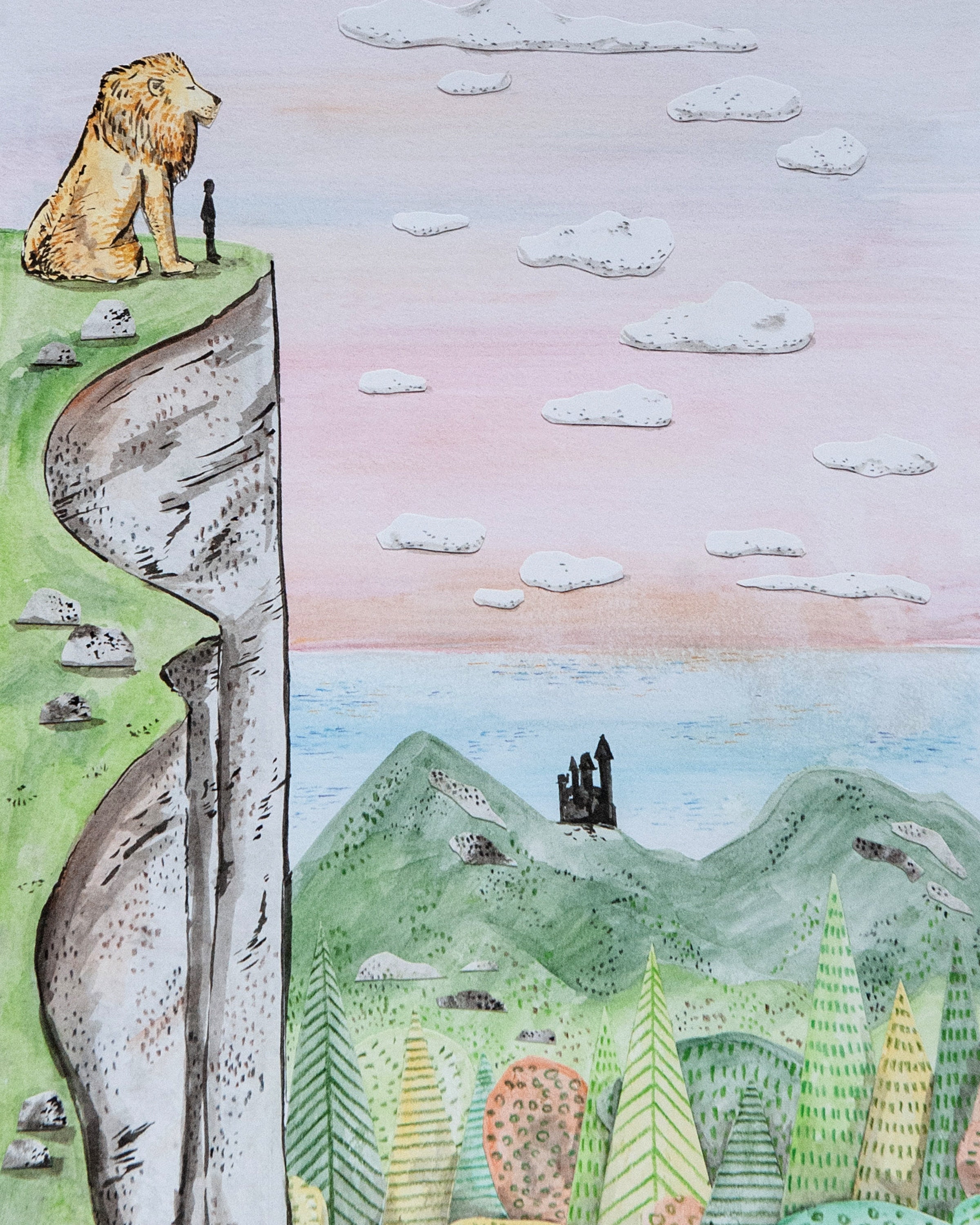 Chronicles of Narnia Aslan and Peter Art Print, C.S. Lewis Literary ...