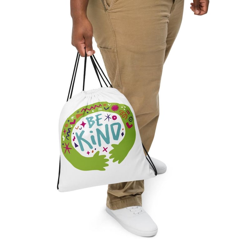 Be Kind Drawstring Bag | Kindness Gym Bag | Kids Drawstring Bag | Be ...