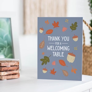 Thanksgiving Gratitude Card Printable | Thank You for a Welcoming Table ...