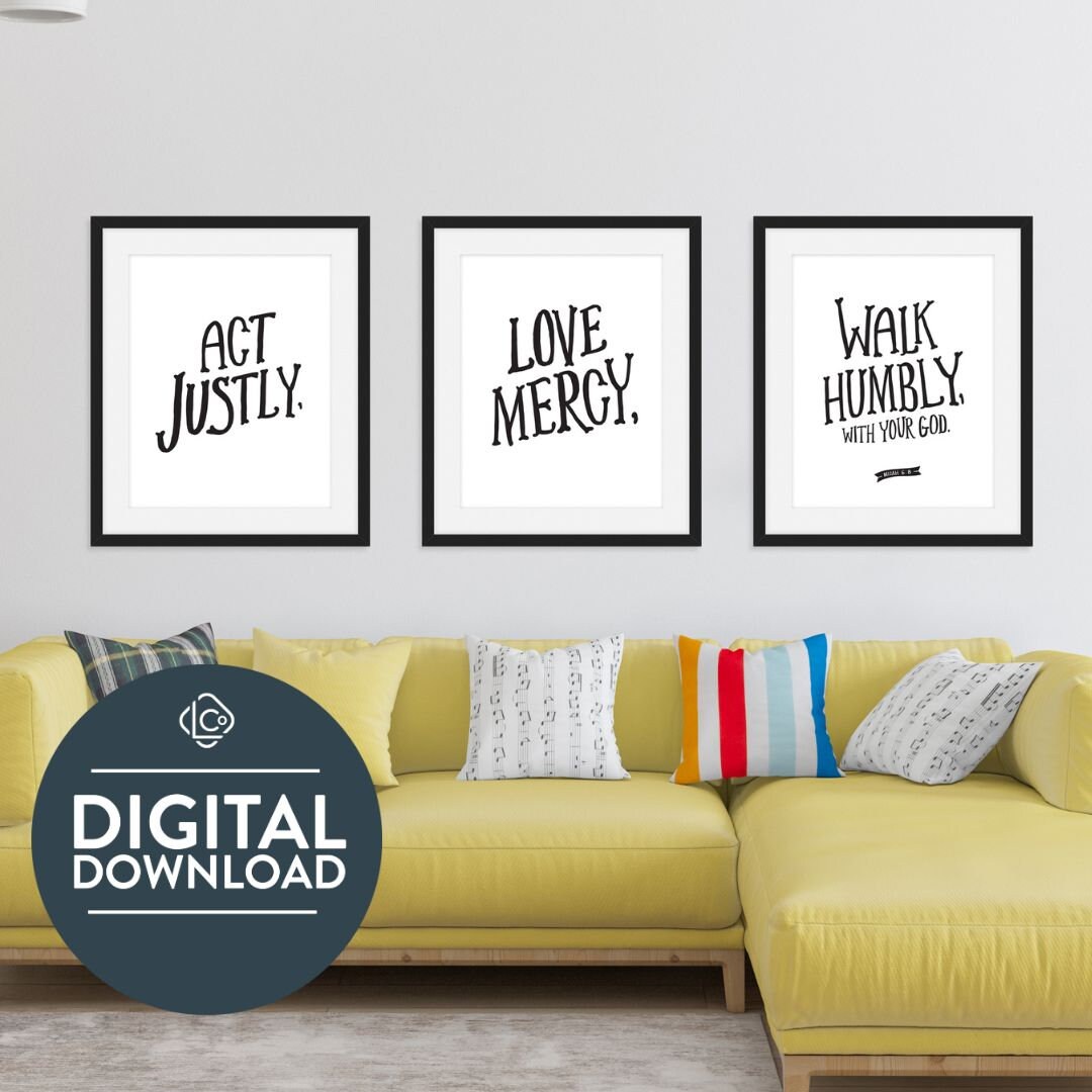 Micah 6:8 Set of Three Prints | Modern Scripture Art | Printable ...