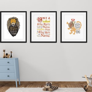 Chronicles of Narnia Art Set, Narnia Art Print Set, CS Lewis Quote Wall ...