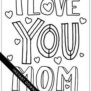 Digital Download Card for Mom | I Love You Mom Card | Printable Mother ...