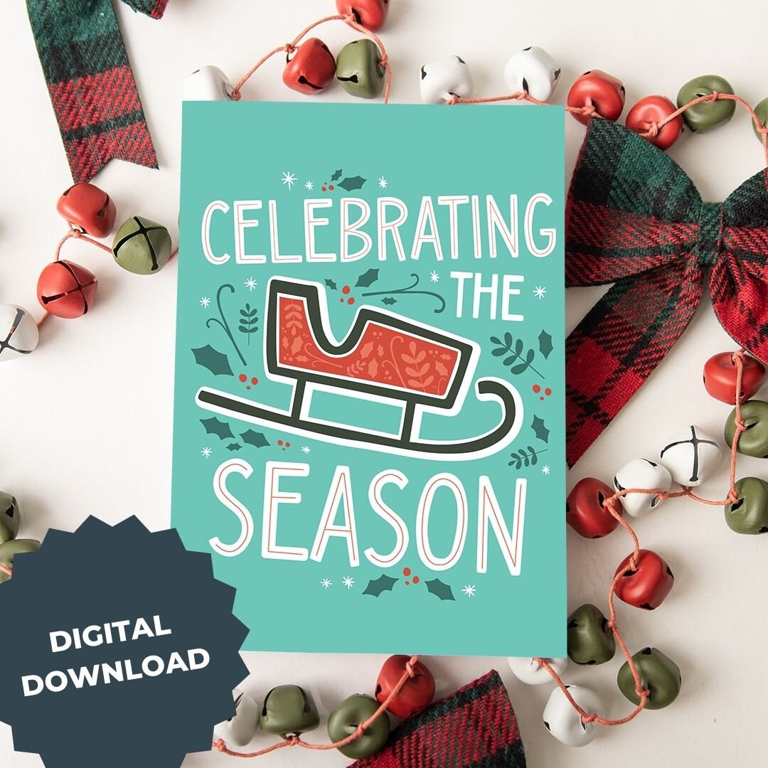 Celebrate the Season Printable Christmas Card Christmas - Etsy
