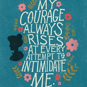 Jane Austen Literary Art Print My Courage Always Rises Book | Etsy UK