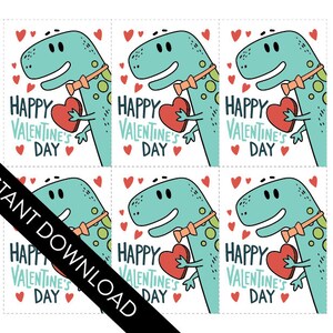 Dinosaur Happy Valentine's Day School Valentine | Dino Kids Valentines ...