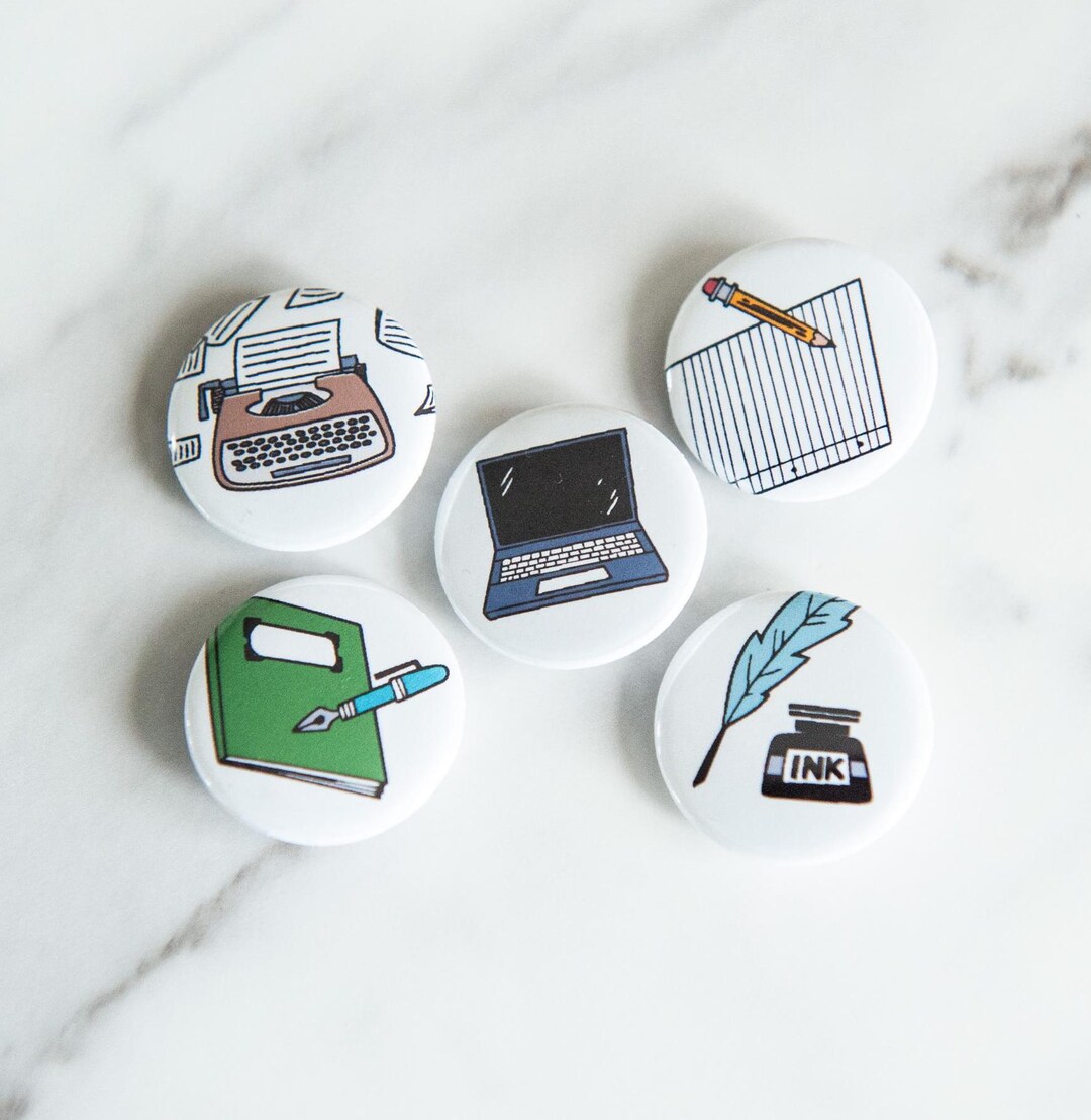 Writer Button Pins | Literary Badges | Gifts for Writers | Writing ...