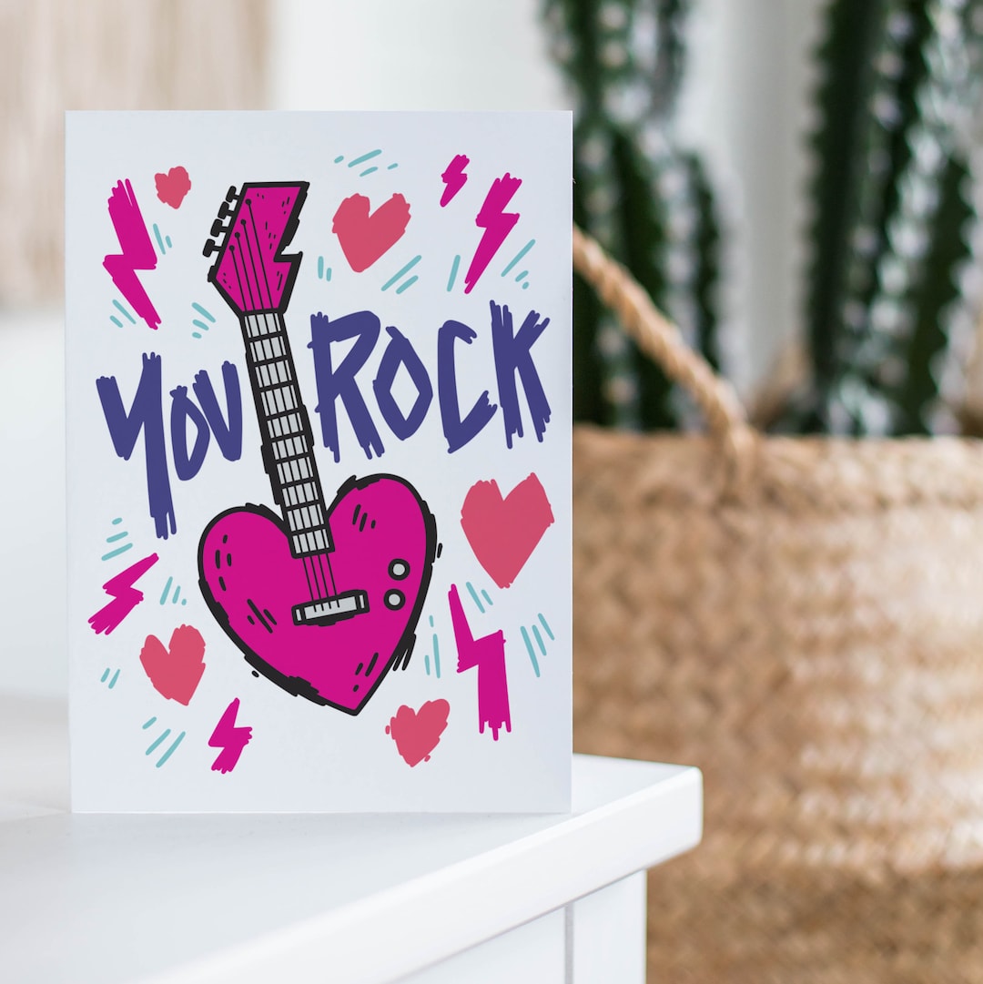 You Rock Printable Valentines Cards Rock N Roll Class Valentines for ...