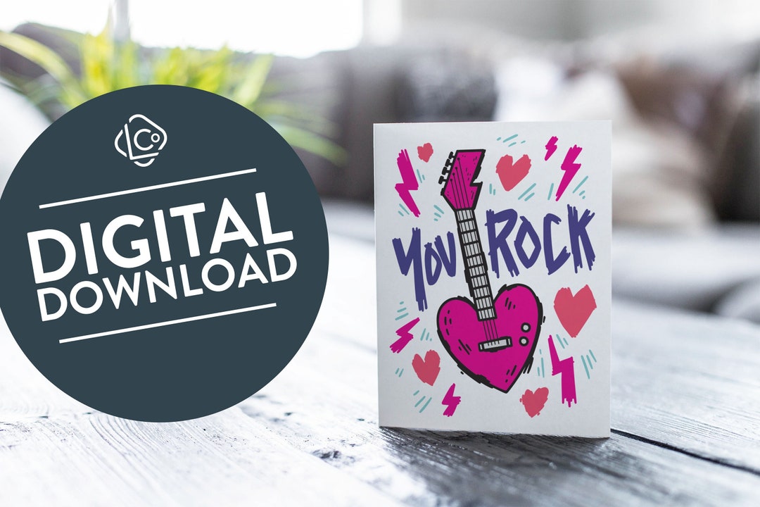 You Rock Printable Valentines Cards | Rock N Roll Class Valentines for ...
