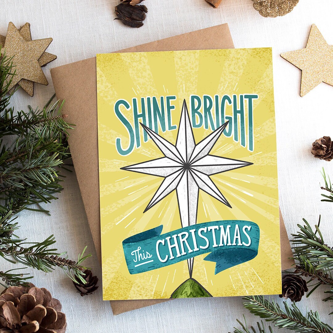 Shine Bright This Christmas Printable Holiday Card | Christmas Tree ...