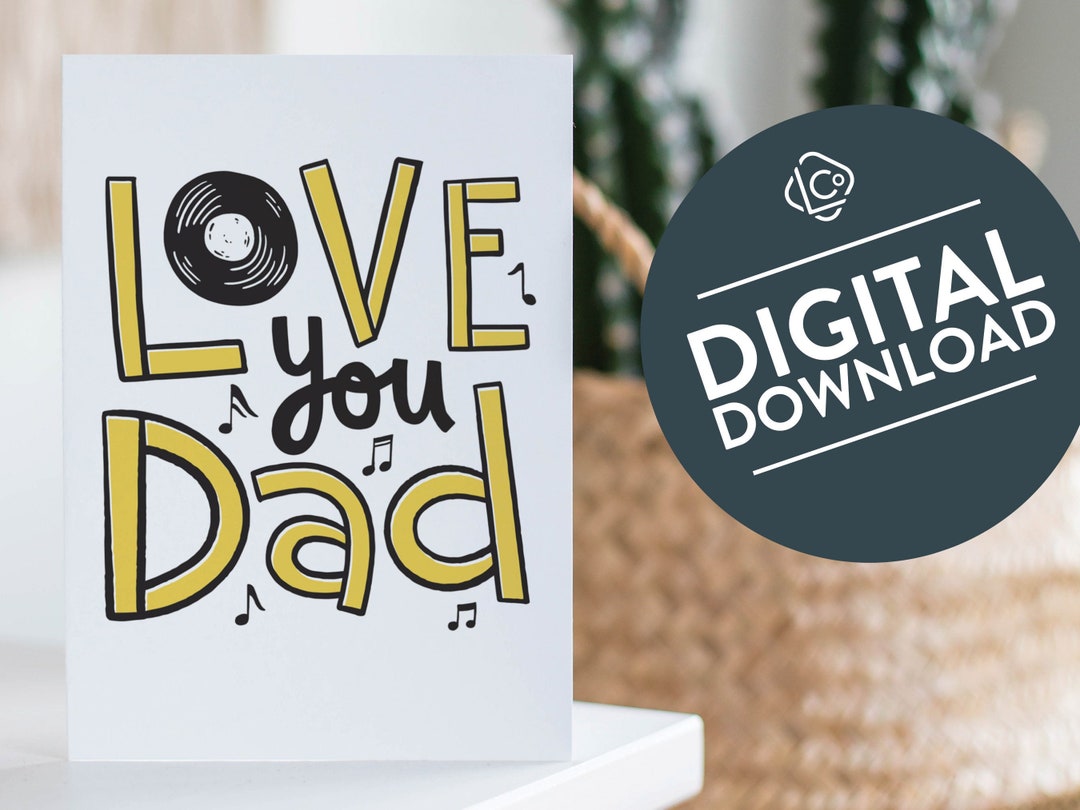Music Dad Gift | Vinyl Record Dad Card | Retro Dad Card | Love You Dad ...