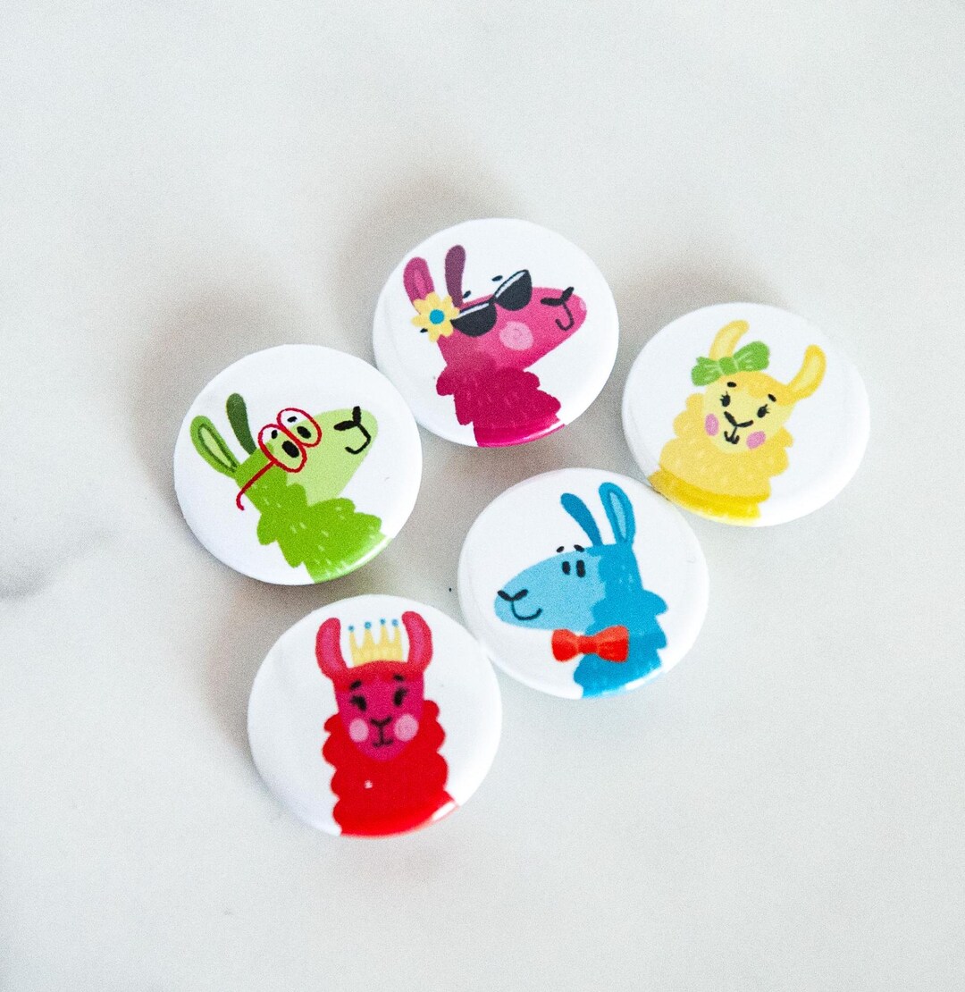 Llama Button Pin Set | Fiesta Llamas Birthday Party Favors | Llama ...
