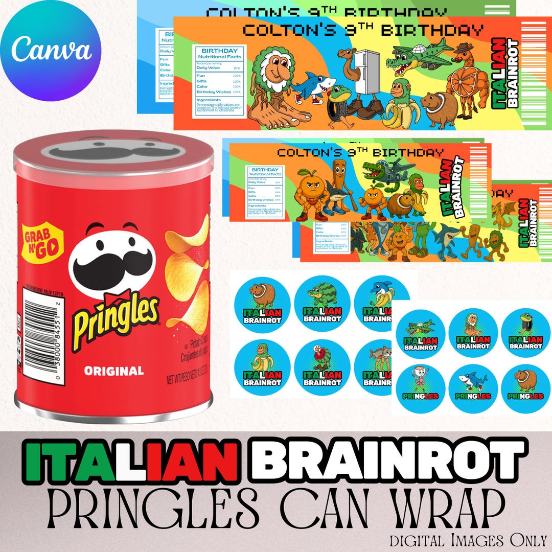 Italian Brainrot Pringles Can Wrap Cartoon Tung Tung Sahur Tralalo ...