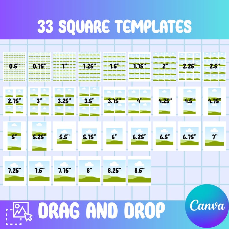 Square Template Bundle, Editable Canva Square Template Blank Frame ...