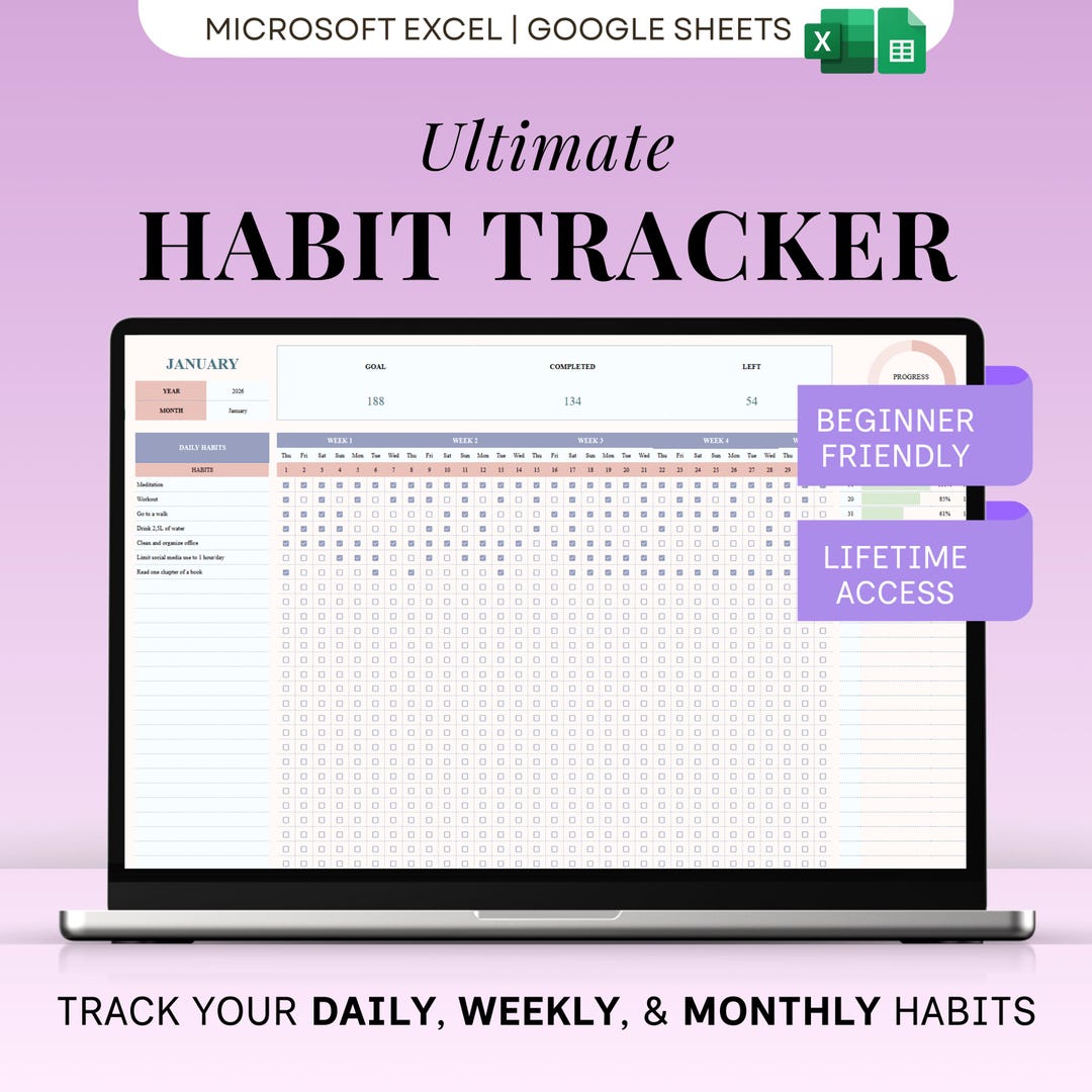 Ultimativer Habit Tracker Google Sheet Monatliche Gewohnheit Tabelle ...