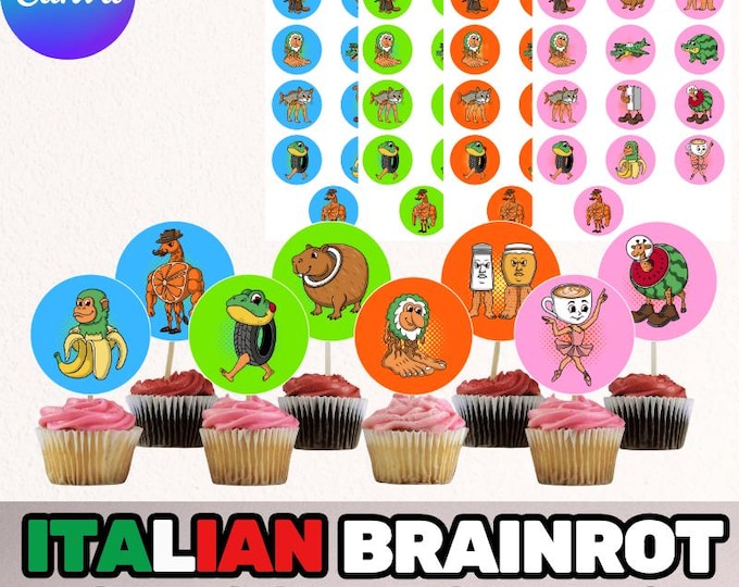 Italian Brainrot Meme Cupcake Topper Funny Viral Meme Birthday Party ...