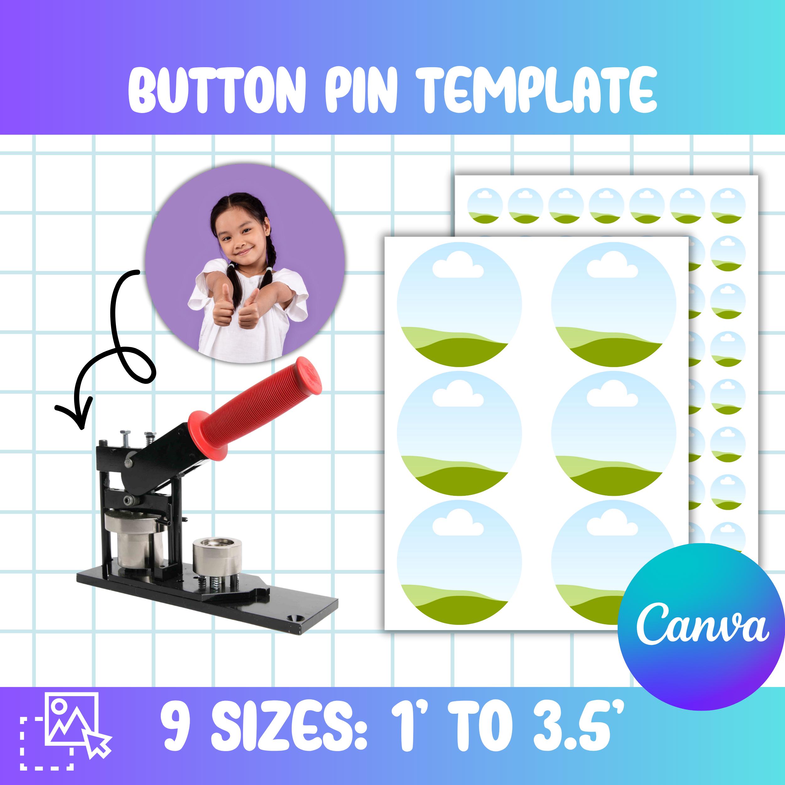 Button Pin Template Bundle, Editable CANVA Frame, Blank Pinback Buttons ...