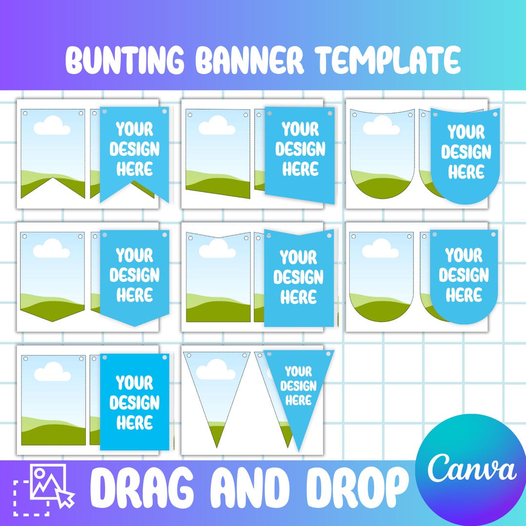 Bunting Banner Bundle Editable Canva Template, Flag Banners Canva ...