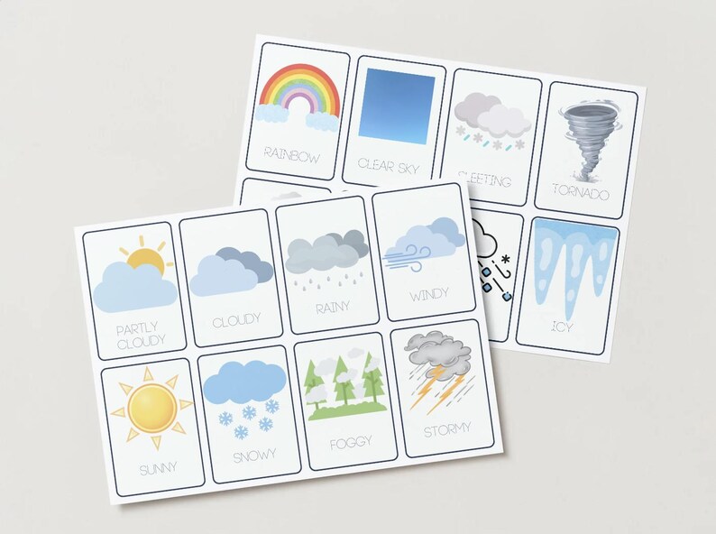 Weather Flashcards for Kids | Printable Preschool Learning | Science ...